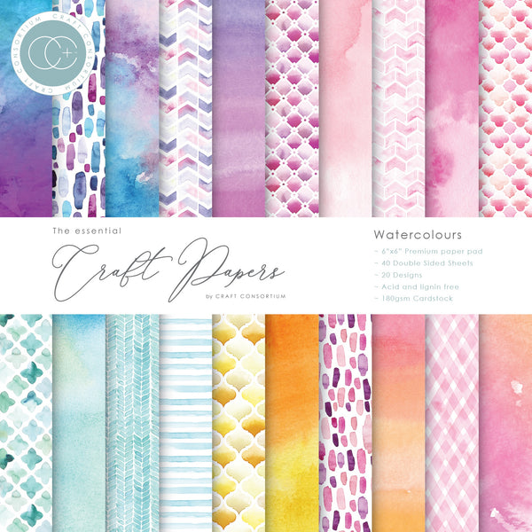 Craft Consortium Double-Sided 6"X6" Paper Pad - Watercolors- 40 sheets ...