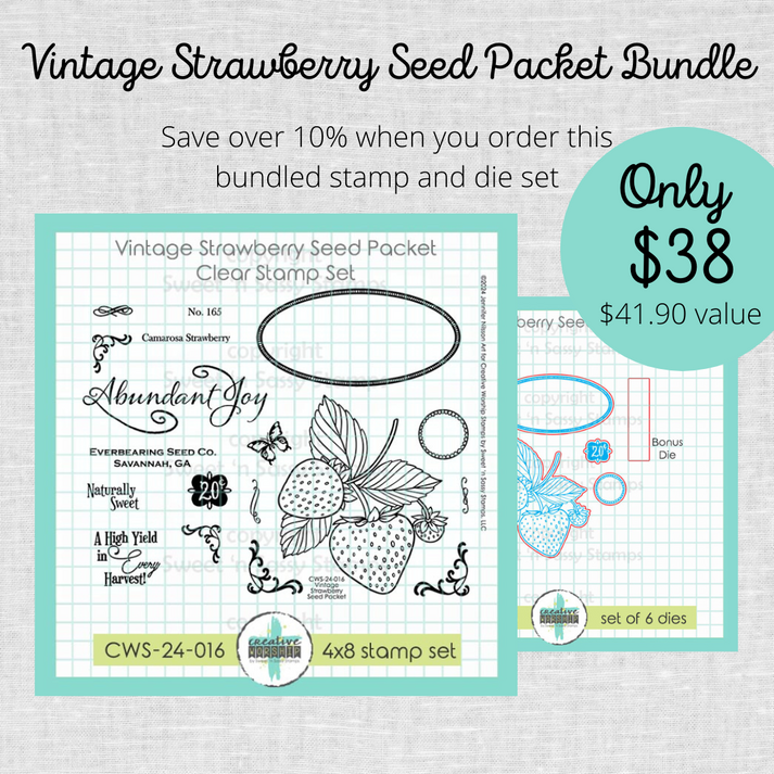 Vintage Strawberry Seed Packet Stamp & Die Bundle – Creative Worship Stamps